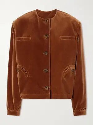 BLAZÉ MILANO Jealousy Gliss Cotton-velvet Jacket - Brown