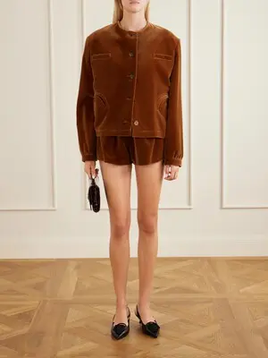 BLAZÉ MILANO Jealousy Gliss Cotton-velvet Jacket - Brown