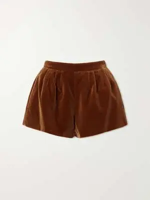 BLAZÉ MILANO Tinker Cotton-velvet Shorts - Brown