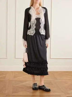 Anna Sui Lace-trimmed Jersey Cardigan