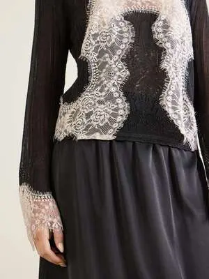 Anna Sui Lace-trimmed Jersey Cardigan