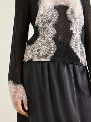 Anna Sui Lace-trimmed Jersey Cardigan