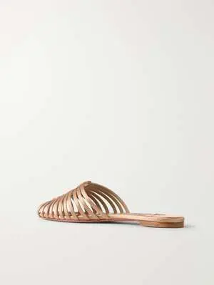 AQUAZZURA Sweet Surrender Satin Mules - Neutral