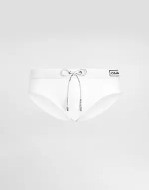 Dolce & Gabbana Swim Briefs With Logo - White