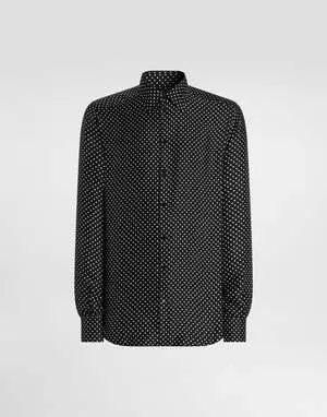 Dolce & Gabbana Polka Dot-print Silk Twill Martini Shirt