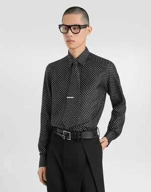 Dolce & Gabbana Polka Dot-print Silk Twill Martini Shirt