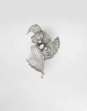 Dolce & Gabbana Flower Brooch With Rhinestones
