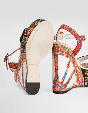 Dolce & Gabbana Carretto-print Brocade Wedge Sandals
