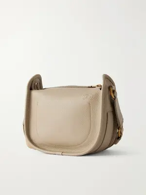 Burberry Leather Shoulder Bag With Checked Strap - Neutrals