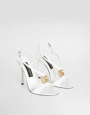 Dolce & Gabbana Keira Patent Leather High Heel Sandals With Dg Logo