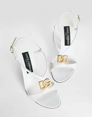 Dolce & Gabbana Keira Patent Leather High Heel Sandals With Dg Logo
