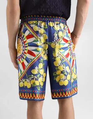 Dolce & Gabbana Carretto-print Silk Twill Bermuda Shorts