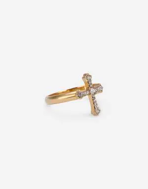 Dolce & Gabbana Ring With Cross And Crystals