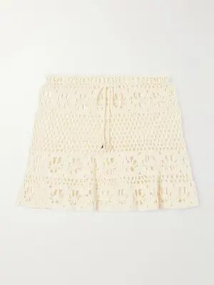TERRY PUESTO Crocheted Organic-cotton Mini Skirt - Neutrals