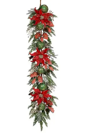 MARK ROBERTS Elegant Floral Garland - Red