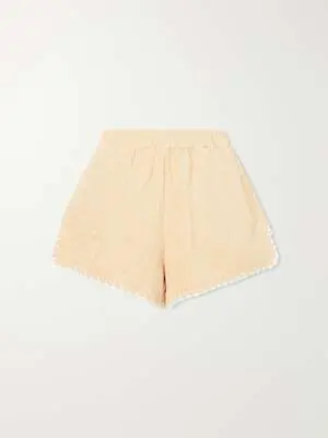 TERRY PUESTO Estate Crochet-trimmed Organic Cotton-terry Shorts - Beige