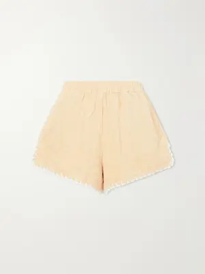 TERRY PUESTO Organic Cotton-terry Shorts With Crochet Trim - Neutrals