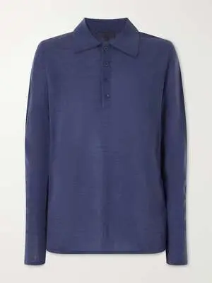 Tibi Wool-blend Knit Polo Sweater - Blue