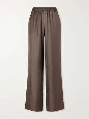 Loulou De Saison Alera Silk Wide-leg Pants - Brown