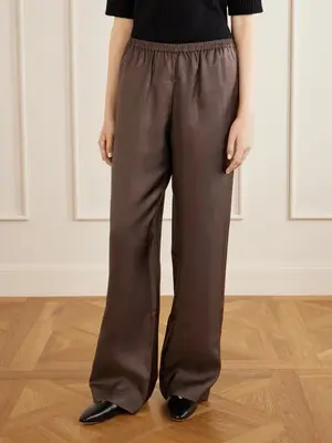 Loulou De Saison Alera Silk Wide-leg Pants - Brown