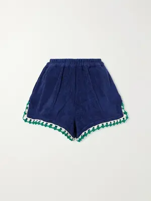 TERRY PUESTO Estate Crochet-trimmed Organic Cotton-terry Shorts