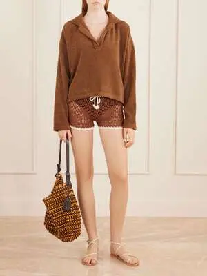 TERRY PUESTO Lido Crocheted Organic Cotton Shorts