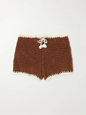 TERRY PUESTO Lido Crocheted Organic Cotton Shorts