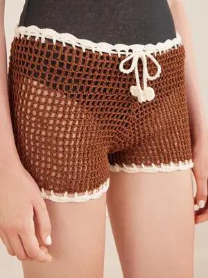 TERRY PUESTO Lido Crocheted Organic Cotton Shorts