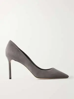JIMMY CHOO Romy 85 Suede Pumps - Gray