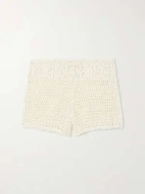 TERRY PUESTO Lido Crocheted Organic Cotton Shorts - Cream
