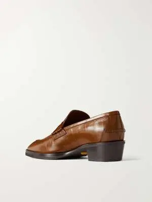 JIMMY CHOO Wilder Eel-effect Leather Loafers