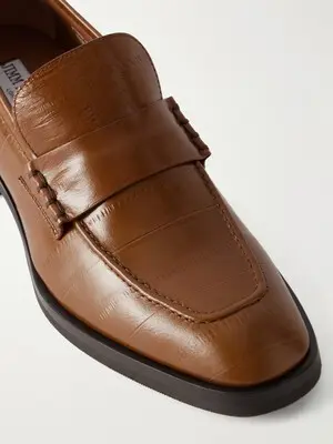 JIMMY CHOO Wilder Eel-effect Leather Loafers With Block Heel