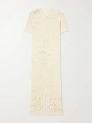 TERRY PUESTO Poolside Crocheted Organic-cotton Coverup - Cream