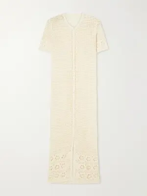 TERRY PUESTO Poolside Crocheted Organic-cotton Coverup - Neutrals