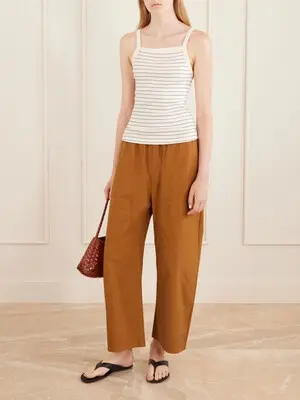 LESET Kyoto Cotton Wide-leg Pants - Brown