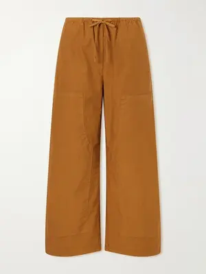 LESET LESET Kyoto Cotton Wide-Leg Pants Brown