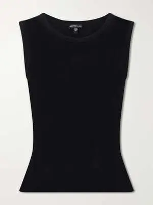 JAMES PERSE Ribbed Cotton And Cashmere-blend Tank - Black