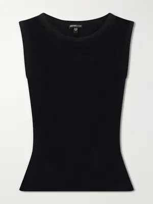 JAMES PERSE Ribbed Cotton And Cashmere-blend Tank - Black