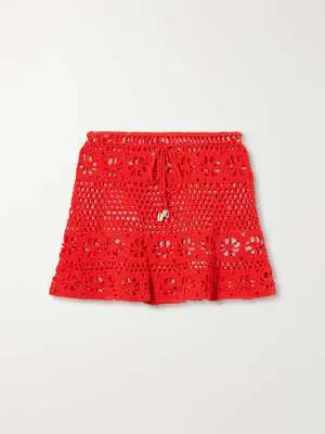TERRY PUESTO Bonito Crocheted Organic-cotton Mini Skirt - Red