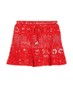 TERRY PUESTO Crocheted Organic Cotton Mini Skirt - Red