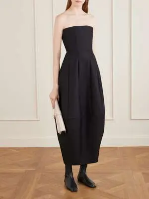 Khaite Stela Wool And Silk-blend Midi Dress