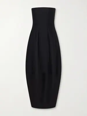 Khaite Stela Wool And Silk-blend Midi Dress - Black