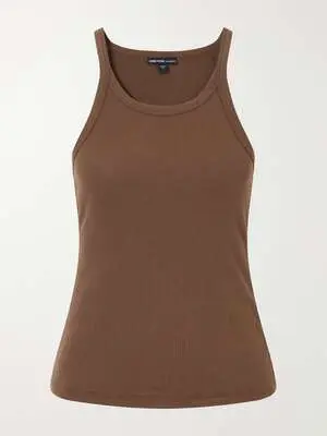 JAMES PERSE Ribbed Cotton-blend Tank - Brown
