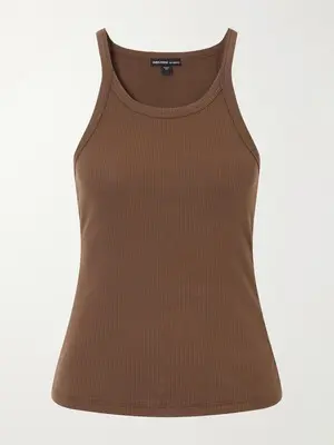 JAMES PERSE Ribbed Cotton-blend Tank - Brown