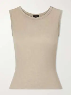 JAMES PERSE Ribbed Cotton And Cashmere-blend Tank - Taupe