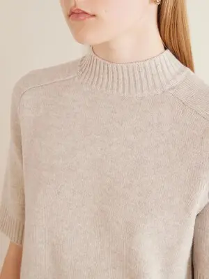 Loulou De Saison Ruth Cashmere Short Sleeve Sweater - Neutrals