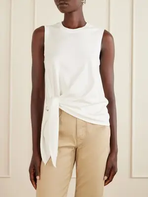 JW Anderson Knotted Logo-embroidered Cotton-jersey Tank