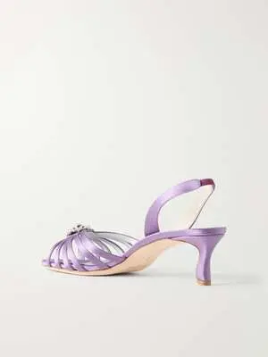 Manolo Blahnik Fulmasli Crystak-embellished Satin Sandals