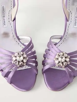 Manolo Blahnik Fulmasli Crystak-embellished Satin Sandals
