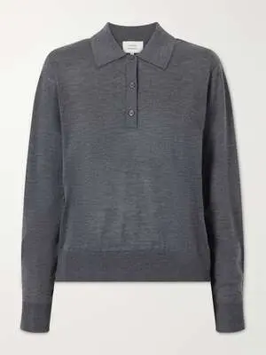 Loulou De Saison Miles Cashmere Polo Sweater - Gray